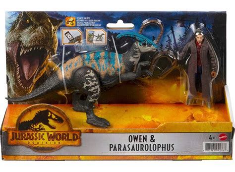 Jurassic World Human And Dino Pack Owen And Parasaurolophus Dinosaur Action