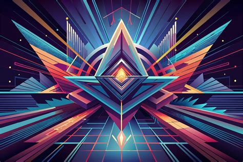 Colorful Abstract Geometric Design With Sharp Angular Shapes Forming A Symmetrical Pattern