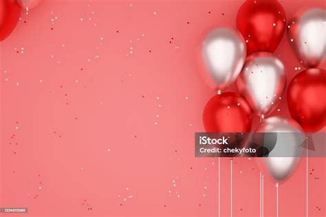 검은 색 배경에 붉은 색의 풍선3d 그림 기념일에 대한 스톡 사진 및 기타 이미지 기념일 빨강 풍선 Istock