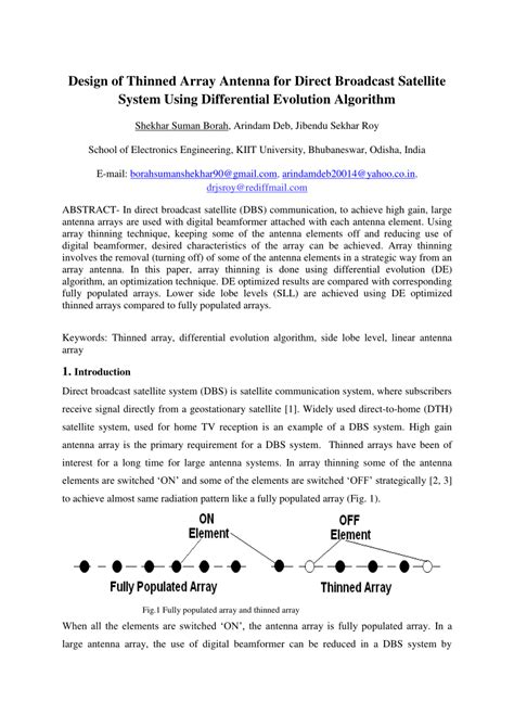 Pdf Design Of Thinned Array Antenna For Direct Broadcast Satellite