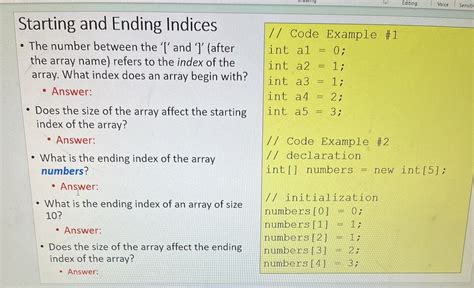 Solved Starting And Ending Indices The Number Between The