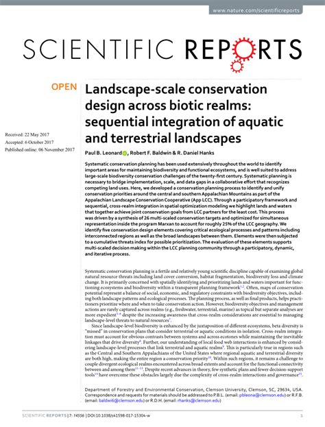 Pdf Landscape Scale Conservation Design Across Biotic Realms Sequential Integration Of
