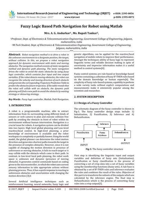 Irjet Fuzzy Logic Based Path Navigation For Robot Using Matlab Pdf