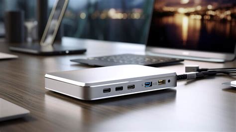 Premium AI Image A Photo Showcasing The Clean And Modern Design Of A USB C Hub Or Docking Station