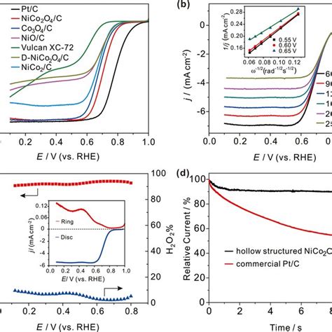 A Oer Polarization Curves Of Nioc Co 3 O 4 C Nico 2 C Nico 2 O 4