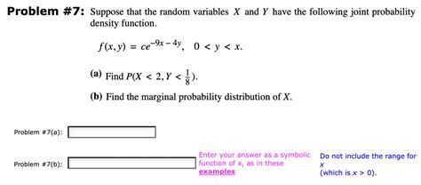 Solved Oblem 7 Suppose That The Random Variables X And Y Chegg Com