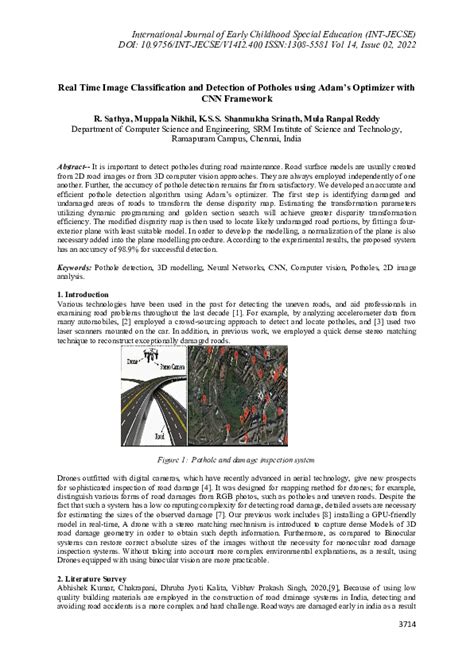 Pdf Real Time Image Classification And Detection Of Potholes Using Adams Optimizer With Cnn