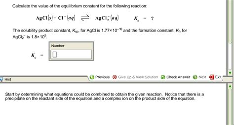 Solved Calculate The Value Of The Equilibrium Constant For Chegg