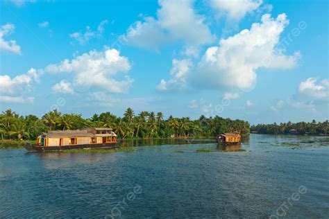Houseboat On Kerala Backwaters India Floating Backwaters Boat Photo Background And Picture For