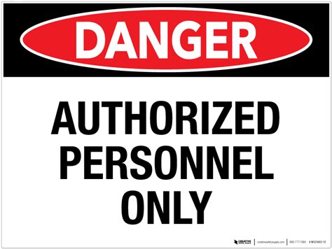 Danger Authorized Personnel Only Wall Sign Phs Safety