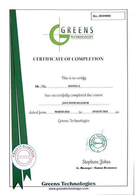 Kaviya A On Linkedin Java Selenium Automationtesting Careergrowth Greenstechnology