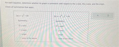 Solved For Each Equation Determine Whether Its Graph Is