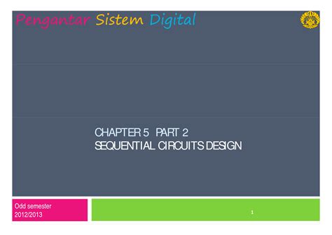 Solution Chapter 5 Part 2 Sequential Circuits Design Presentation