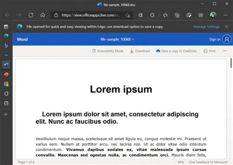 Microsoft Word File Open In Office Viewer On Microsoft Edge Usb Mk