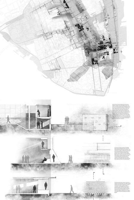 Two Diagrams Showing Different Sections Of A Building With People Walking And Standing In The