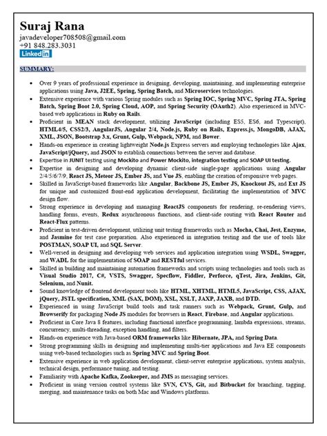 Suraj Resume Pdf Spring Framework World Wide Web