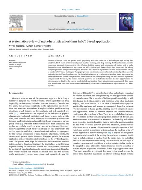 PDF A Systematic Review Of Meta Heuristic Algorithms In IoT Based Application