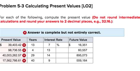 Solved Problem 5 3 Calculating Present Values Lo2 For Each