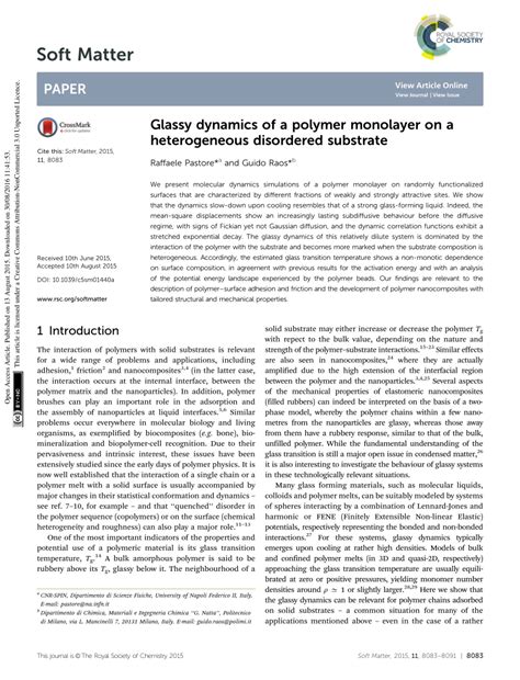 Pdf Glassy Dynamics Of A Polymer Monolayer On A Heterogeneous