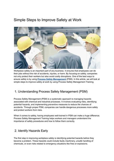 Ppt Simple Steps To Improve Safety At Work Powerpoint Presentation