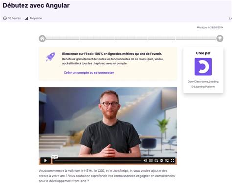 Angular Openclassrooms Formation Développementweb Programmation