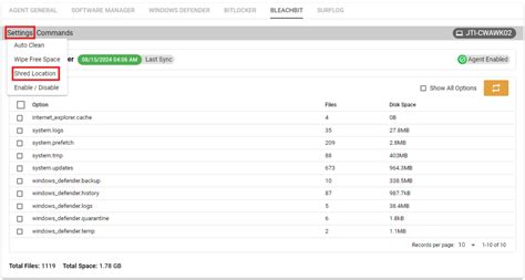 Bleachbit Agent Settings Shred Location Rmmmax