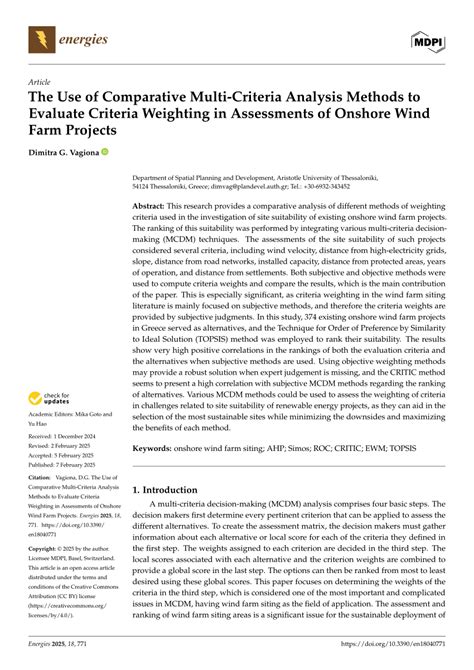 Pdf The Use Of Comparative Multi Criteria Analysis Methods To