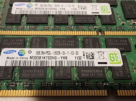 Lot Of 12 Samsung 8gb Ram 2rx4 Memory Pcl3 10600r Ddr3 1333 M393b1k70dh0 Yh9 Ebay