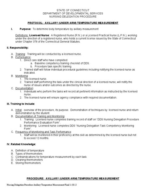 Axillary Temperature Measurement Pdf Nursing Thermometer