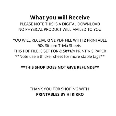 90s Black Sitcom Trivia Printable Sitcom Trivia Party Games Printable Etsy