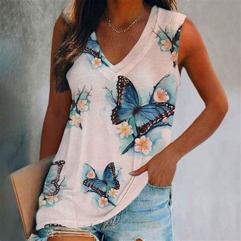 버터플라이 플라워 플로럴 탱크 탑 3d 프린트 여성 새로운 Y2k 스트리트웨어 오버사이즈 V넥 조끼 오프 숄더 민소매 여성 캐미솔 V넥 조끼 여성용 Aliexpress