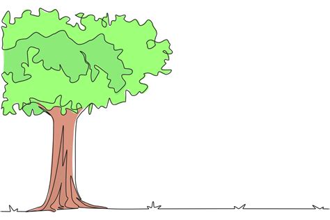 Continuous One Line Drawing Shady Trees That Thrive In Space Used To Sit And Relax Reading A