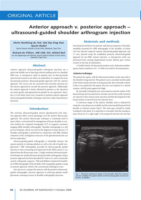Pdf Anterior Approach V Posterior Approach Ultrasound Guided