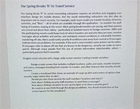 Solved The Spring Break R Us Social Networking Subsystem
