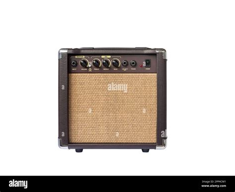 Small Acoustic Guitar Amplifier Isolated On White Background Stock
