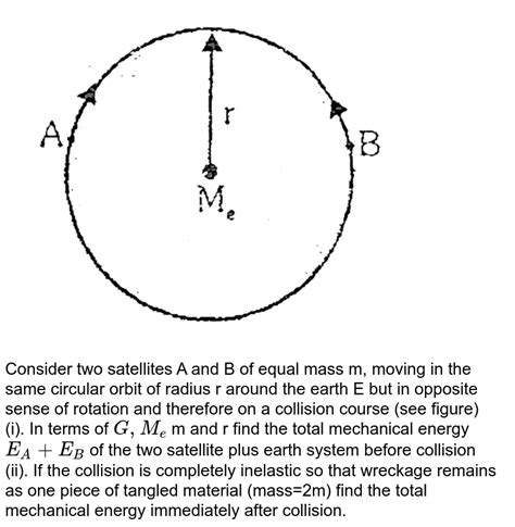 consider two satellites a and b of equal mass moving in the same