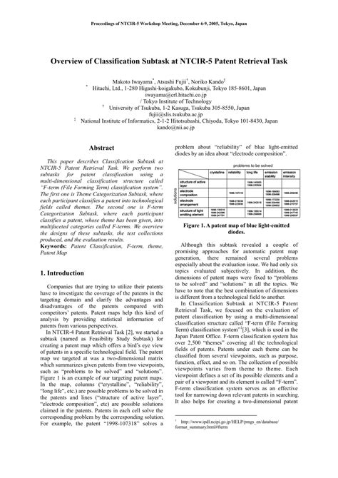 Pdf Overview Of Classification Subtask At Ntcir 6 Patent Retrieval Task