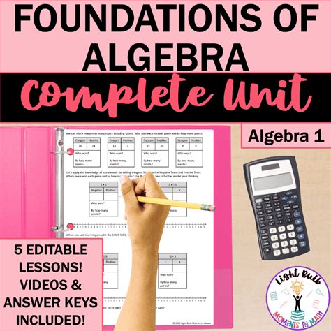 Foundations Of Algebra Complete Unit With Video Lessons Algebra Unit EDITABLE Light