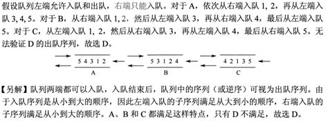 已知初始为空的队列q 的一端仅能进行入队操作，另外一端既能进行入队操作又能进行出队操作。若 q 的入 n诺考研