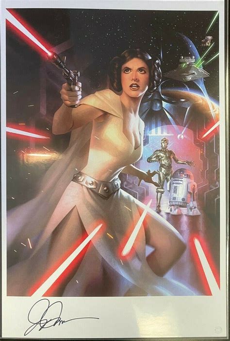Sexy Princess Leia Deathstar Escape Alex Garner Signed Print 12 X 18