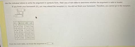 Solved Use The Indicated Letters To Write The Argument In