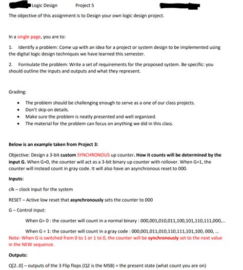 Logic Design Project 5 The Objective Of This Chegg Com
