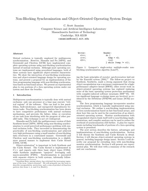 Pdf Non Blocking Synchronization And Object Oriented Operating System Design