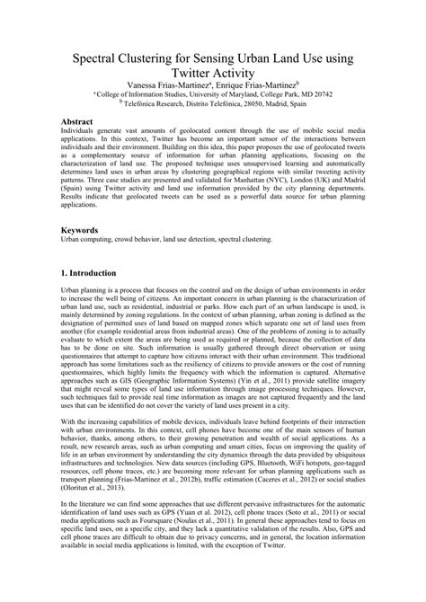 Pdf Spectral Clustering For Sensing Urban Land Use Using Twitter Activity