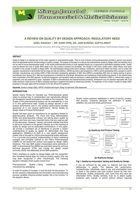 pdf a review on quality by design approach regulatory need