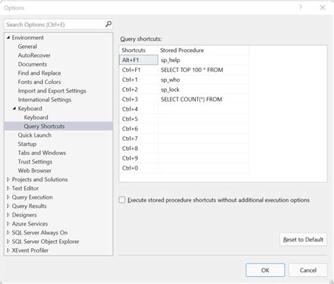 Ssms Tips And Tricks Custom Keyboard Shortcuts Barney Lawrence A Blog