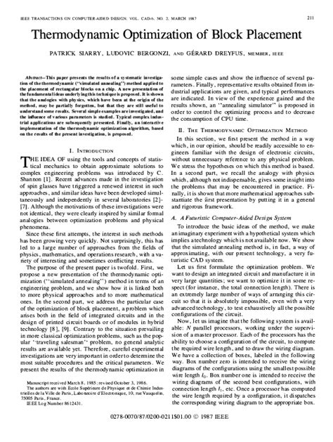 Pdf Thermodynamic Optimization Of Block Placement
