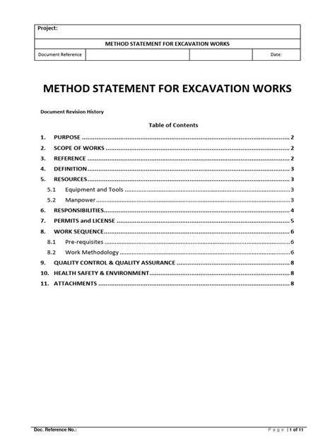 Method Statement For Excavation Works Pdf Surveying Trench