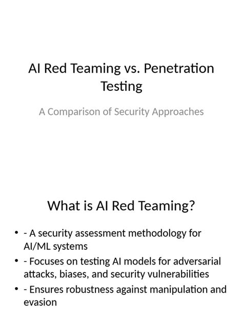 Ai Red Teaming Vs Pentesting Pdf Penetration Test Security