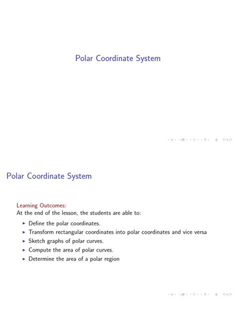 1polar Coordinate System Lecture Pdf Cartesian Coordinate System